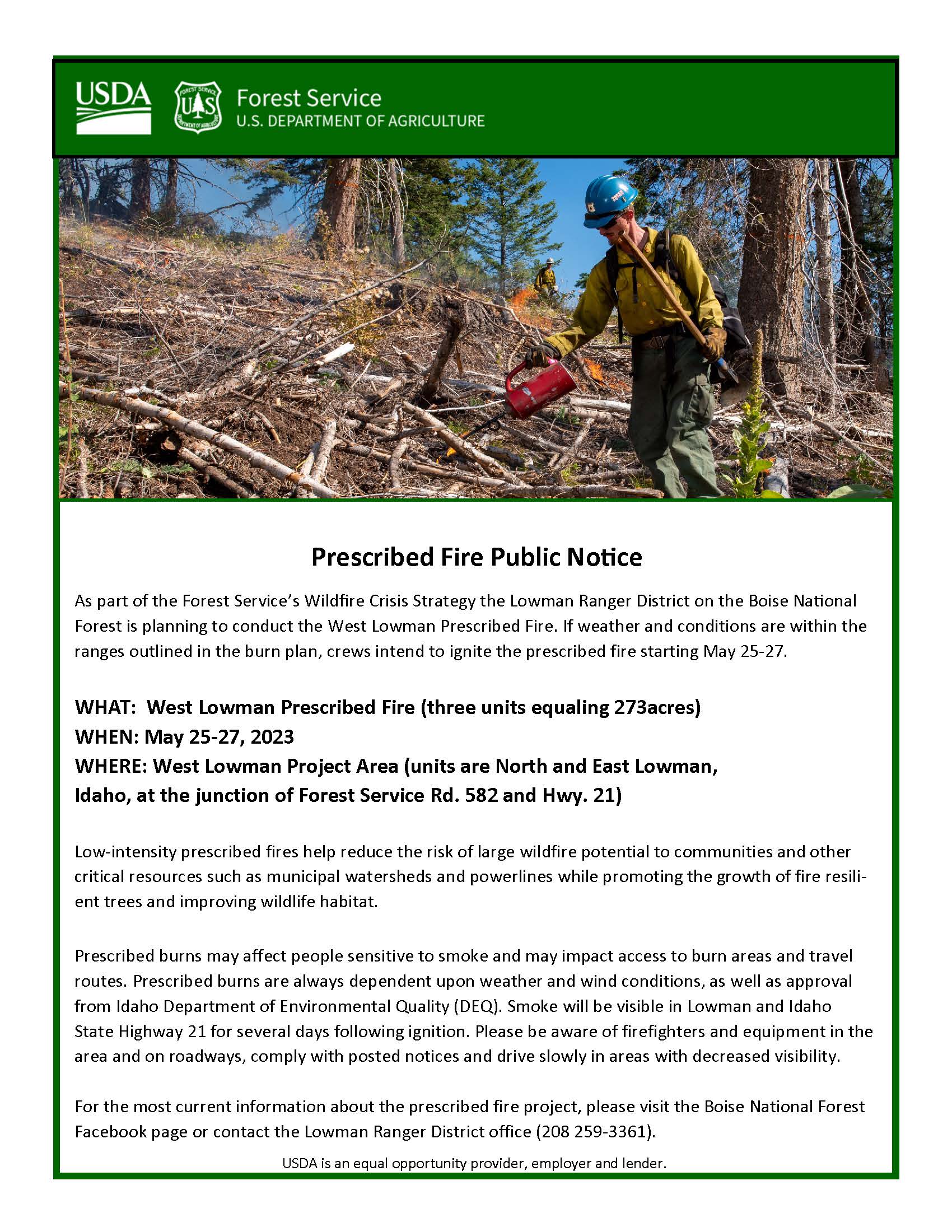 Idbof Boise National Forest Prescribed Fire Spring 2023 Information ...