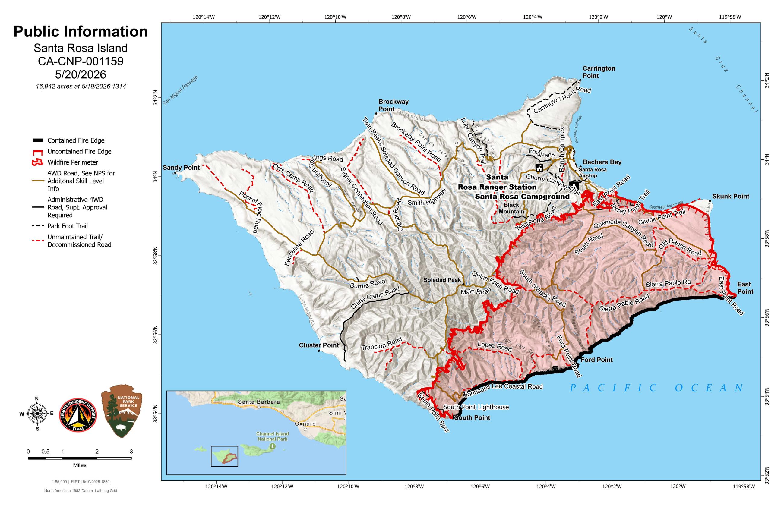 Santa Rosa Island Fire at 16,942 Acres, 26% Contained; More Crews and ...